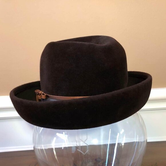 Accessories | Vintage Brown Fur Felt Derby Hat | Poshmark